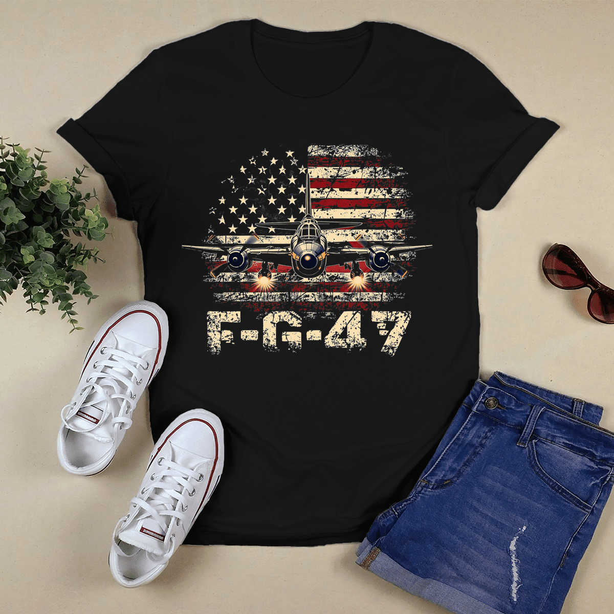 F47 Fighter Jet Patriotic American Flag Retro F 47 Classic Tshirt Vintage Tee US Size S-3XL ...
