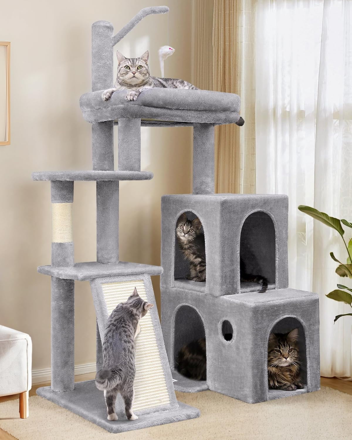 F50 Cat Tower for Adult Indoor Cats 50-inch Heavy Duty Cat Tree for Big ...
