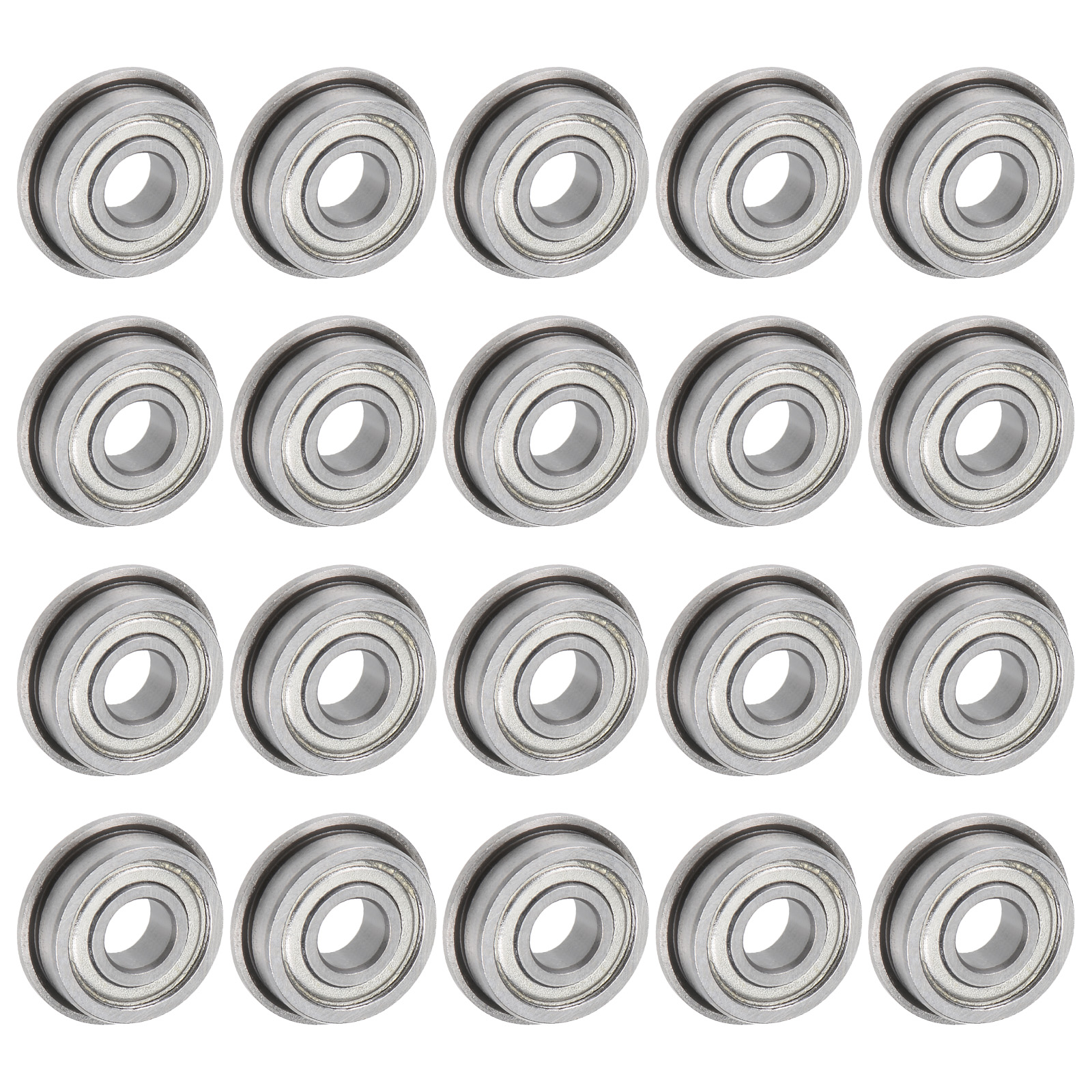 F695ZZ Flanged Ball Bearing 5x13x4mm Double Shielded Chrome Steel Flange Bearings, 20 Packs ...