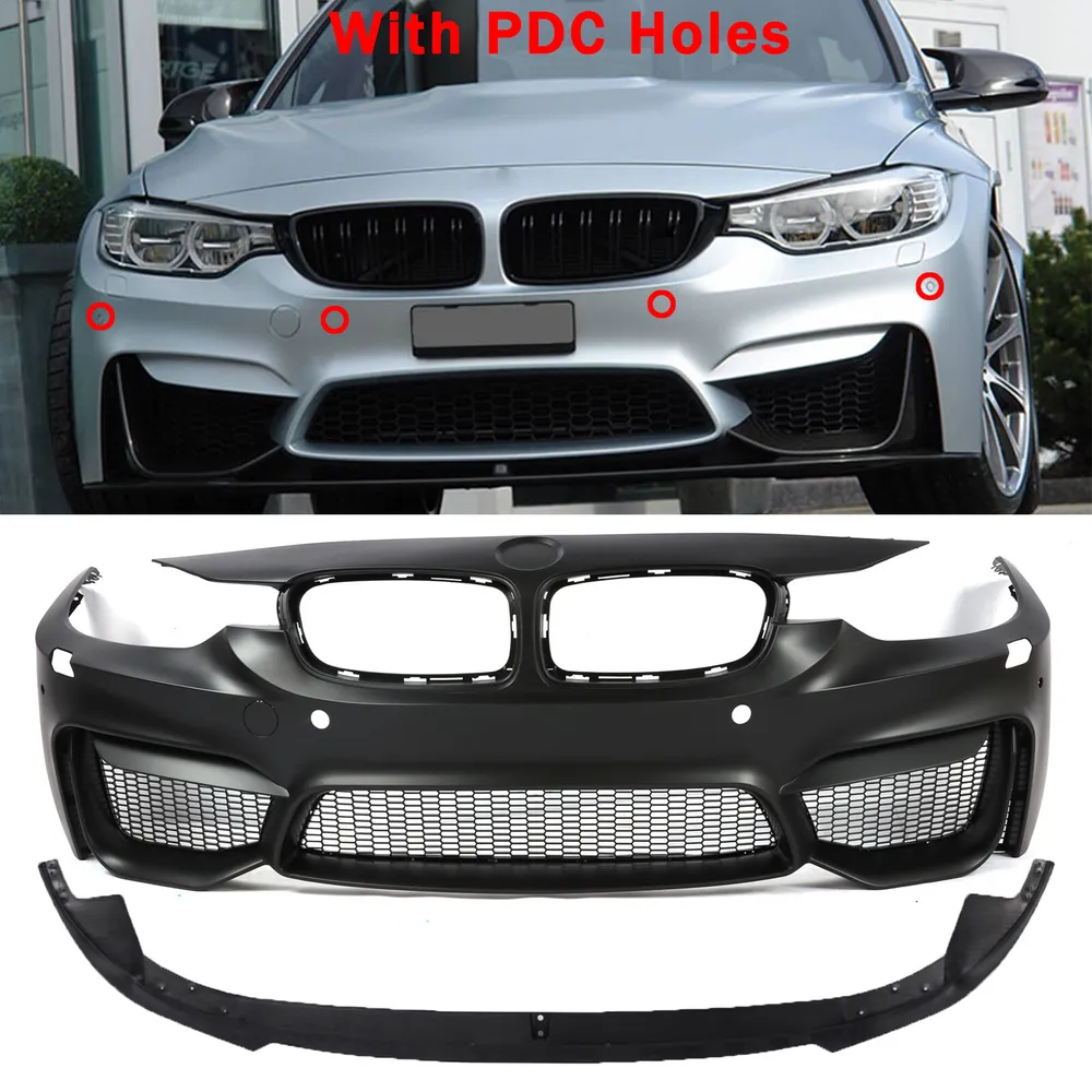 F80 M3 STYLE FRONT BUMPER W/ PLASTIC LIP FOR BMW F30 SEDAN WAGON W/PDC2012-2018 - Walmart.com