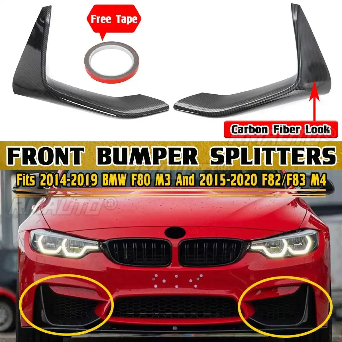 F83 Car Side Skirt Lip Front Bumper Lip Splitter Winglet Aprons Guard ...