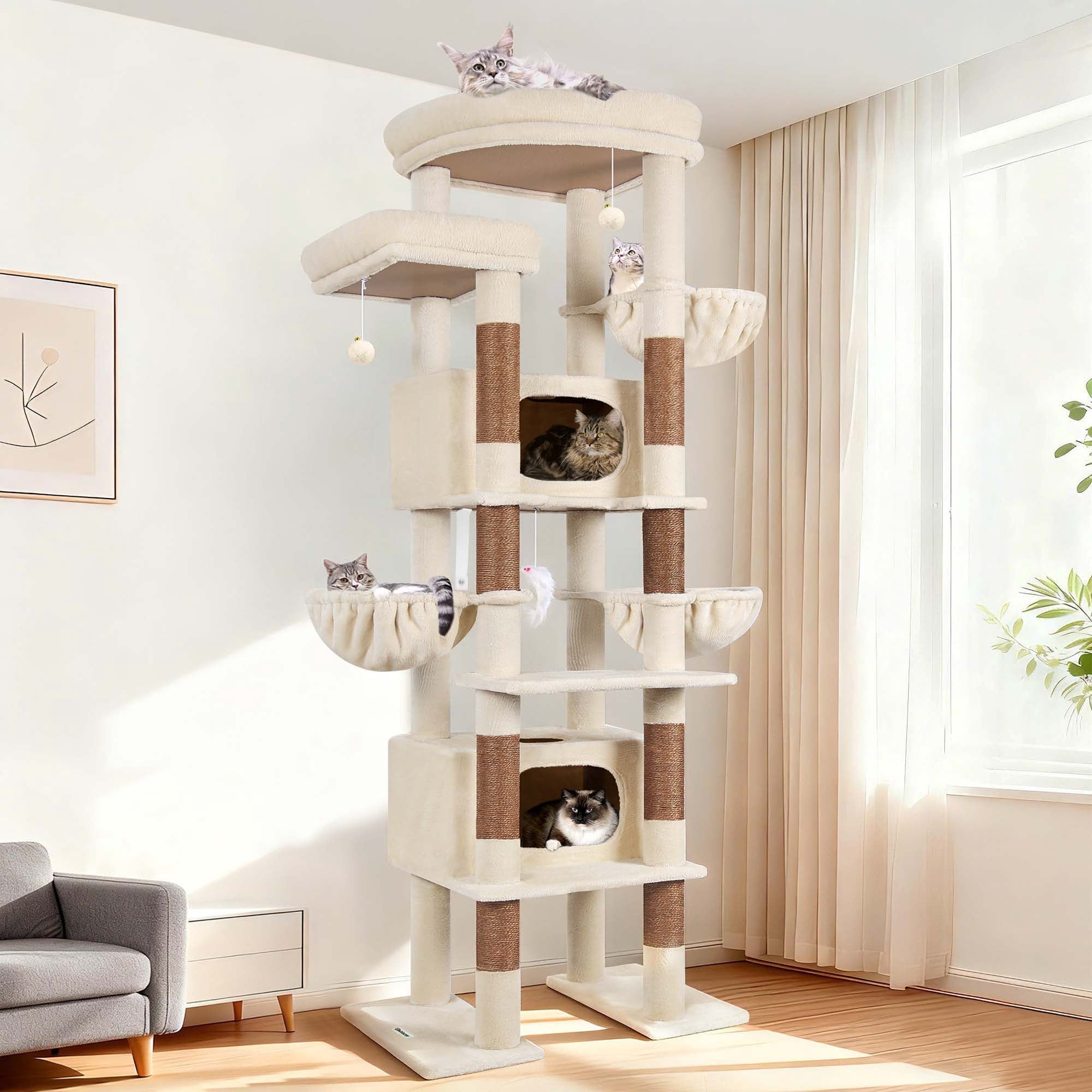 Globlazer 84" Corner Large Cat Tree Multi Level Play Tower Condo with 8 ...