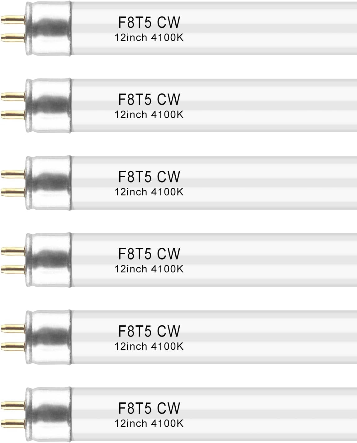 For F8T5 CW 4100k Fluorescent Bulbs 6 Pack, T5 12 inch 8 Watts Linear ...