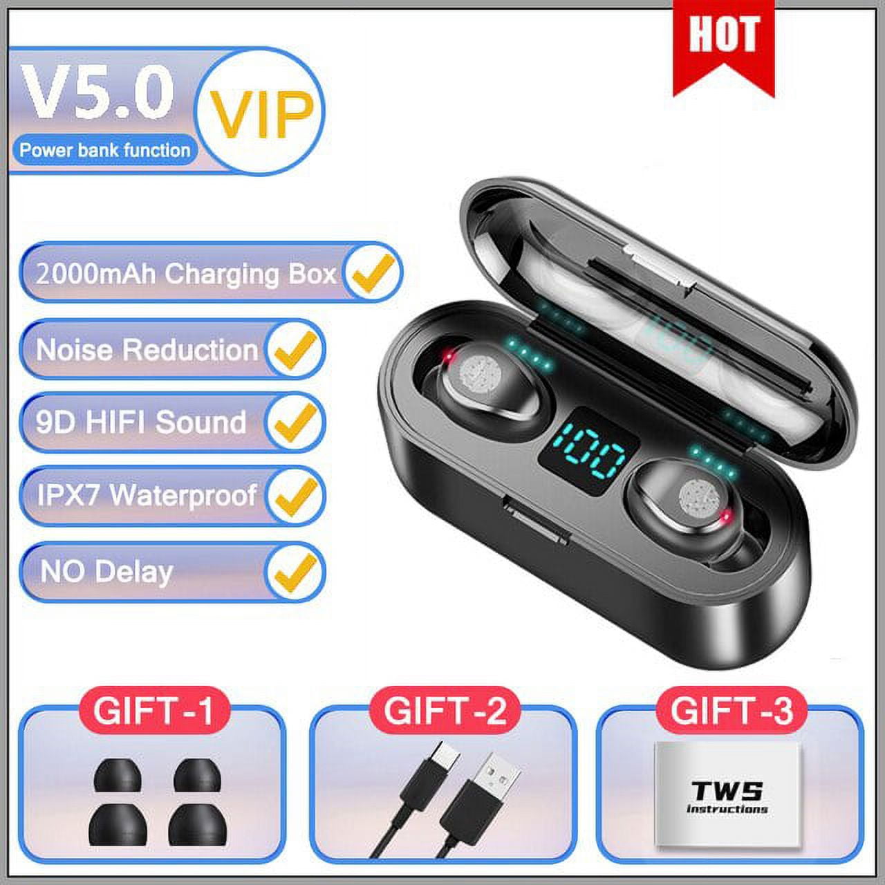 F9 Wireless Headphones Tws Bluetooth Earphones 5.0 Handfree 9d Stereo ...