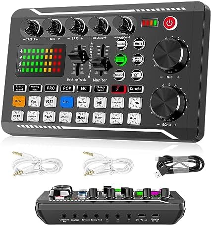 F998 Gaming Audio Mixer, Streaming DJ Mixer Sound Card with XLR ...