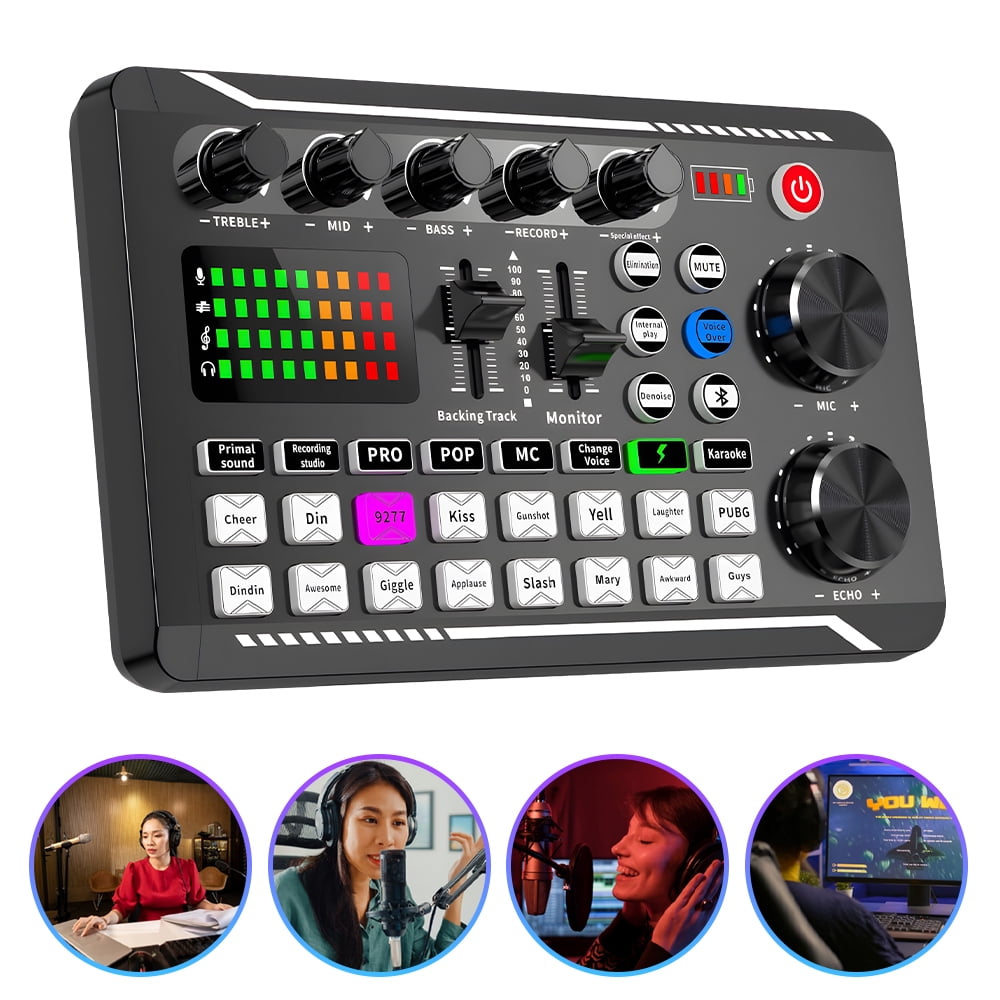 F998 Live Sound Card Audio Mixer,Kepeak Podcast Audio Interface with DJ ...