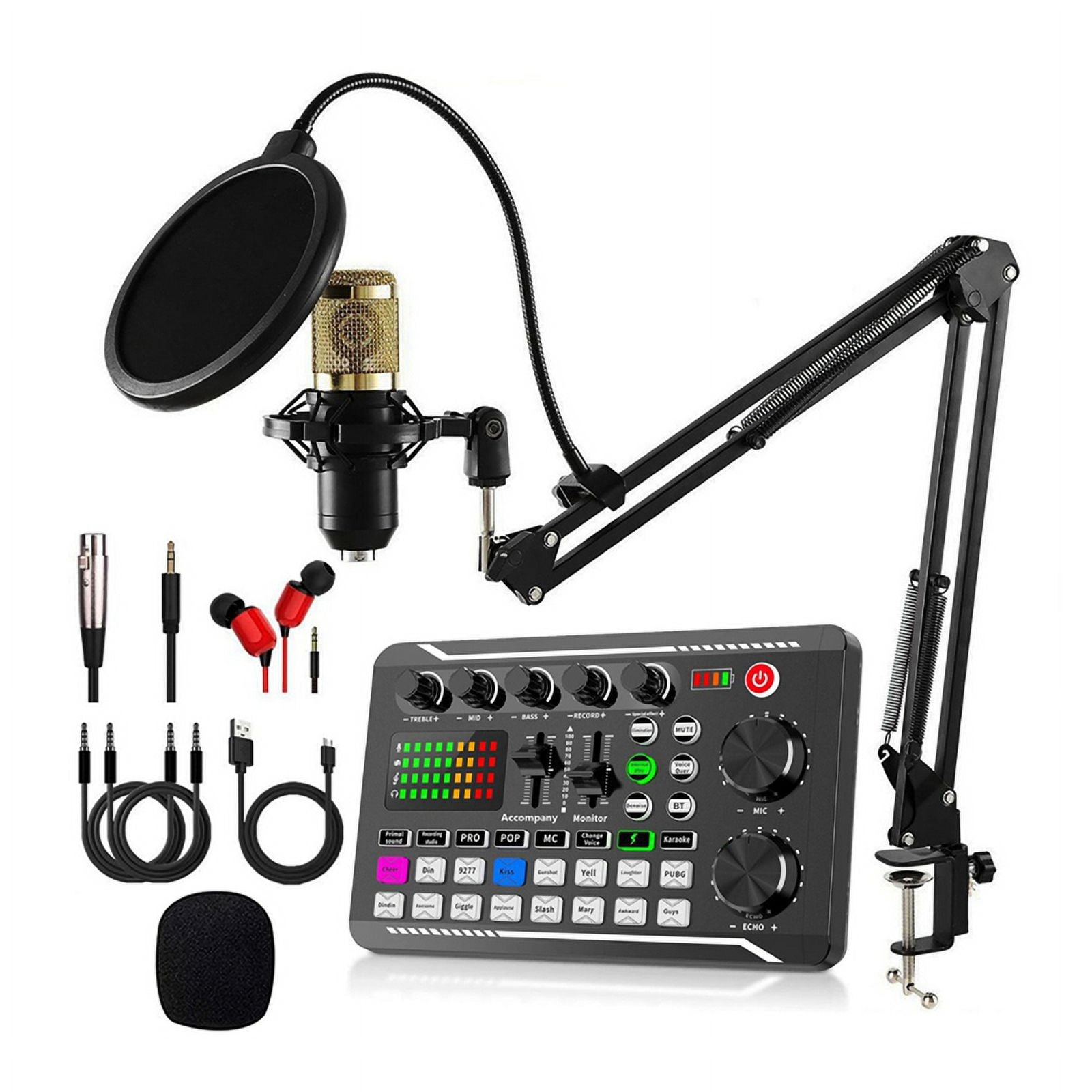F998 Sound Card and BM800 Microphone Kit Mic Sound Mixer Sound Card ...