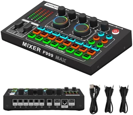 F999MAX Live Sound Card – Professional Audio Mixer w/Noise Reduction ...