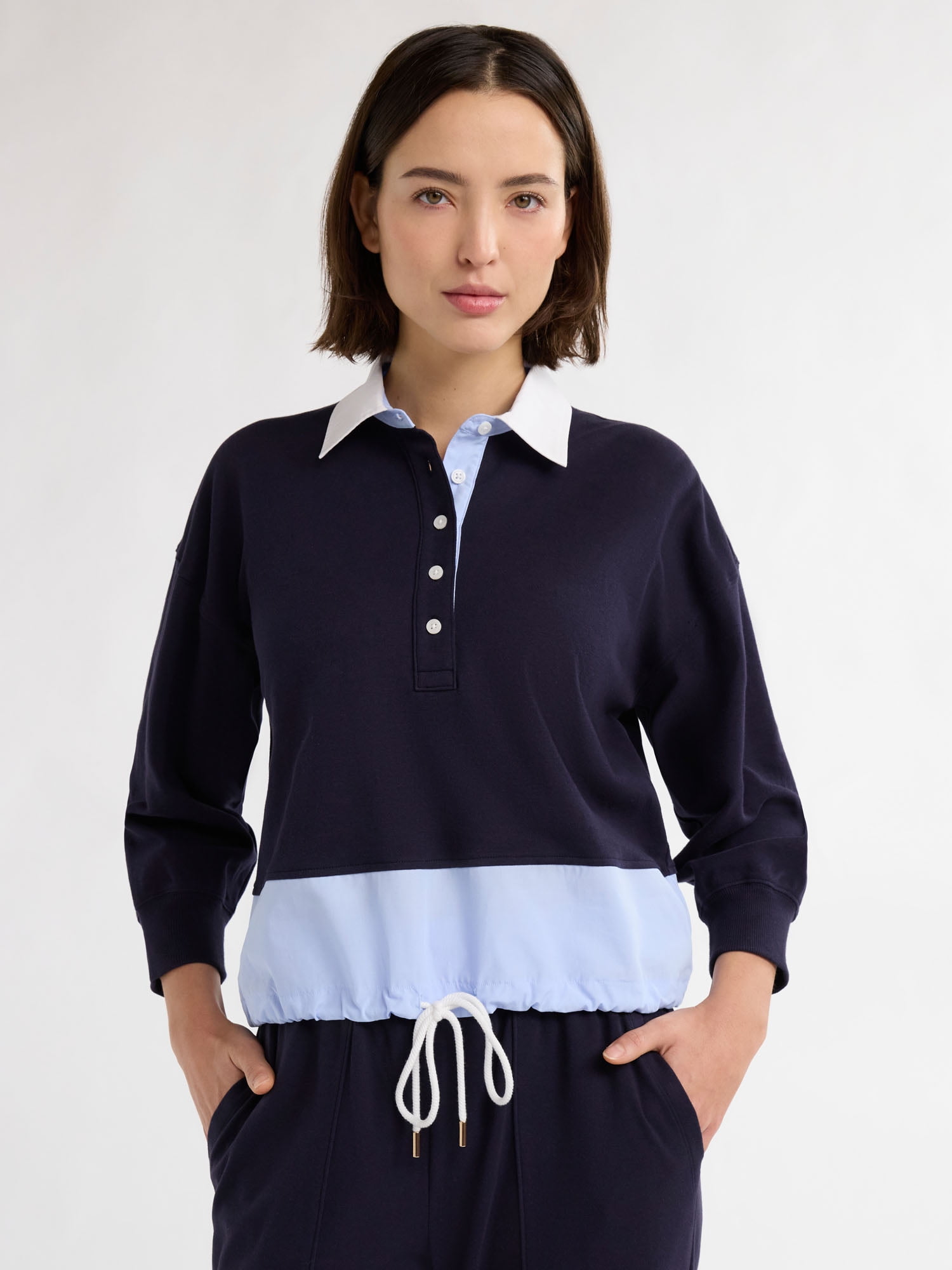 Free Assembly Women's Cotton Drawstring Mixy Top, Sizes XS-4X, Relaxed ...