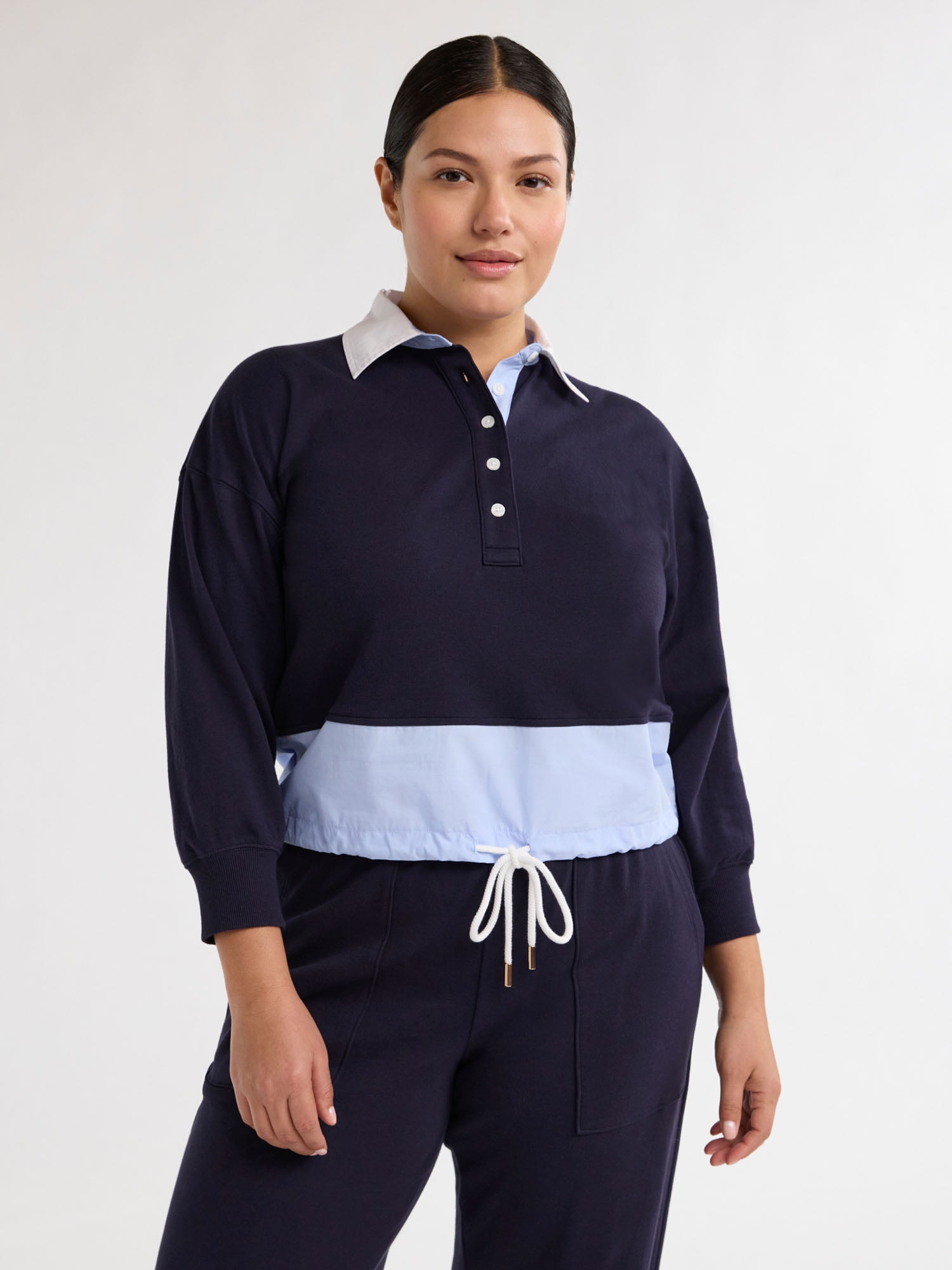 Free Assembly women's Cotton Drawstring Mixy Top - Walmart.com