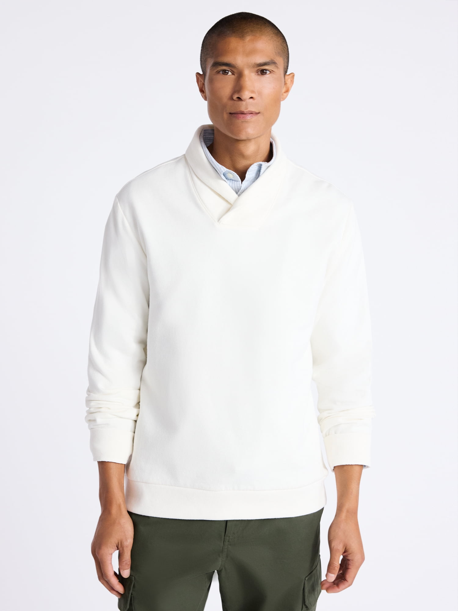 Free Assembly Men's Shawl Collar Fleece Sweatshirt, Sizes S-3XL ...