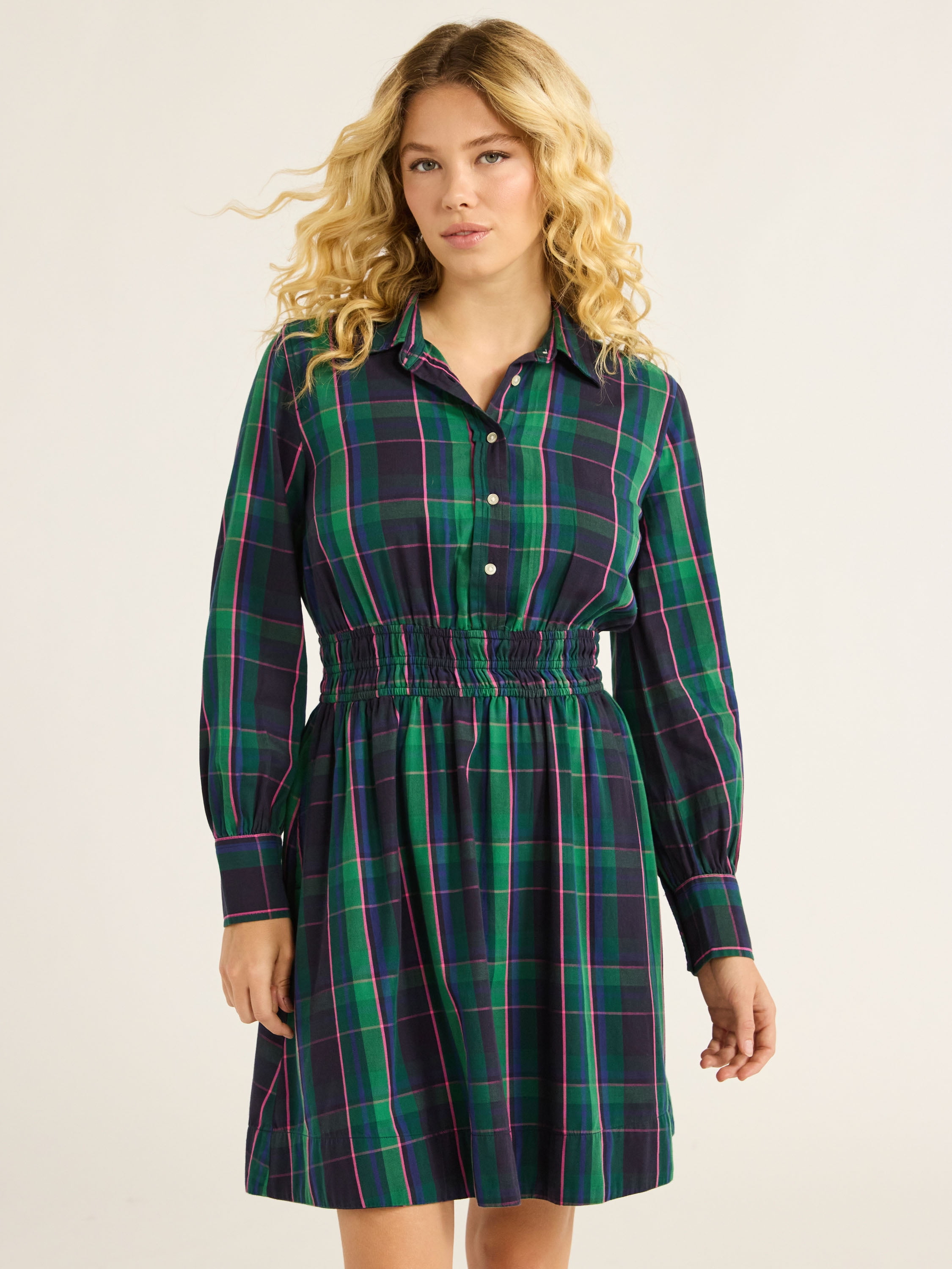 Free Assembly Women's Cotton A Line Dress with Long Sleeves, Sizes XS ...