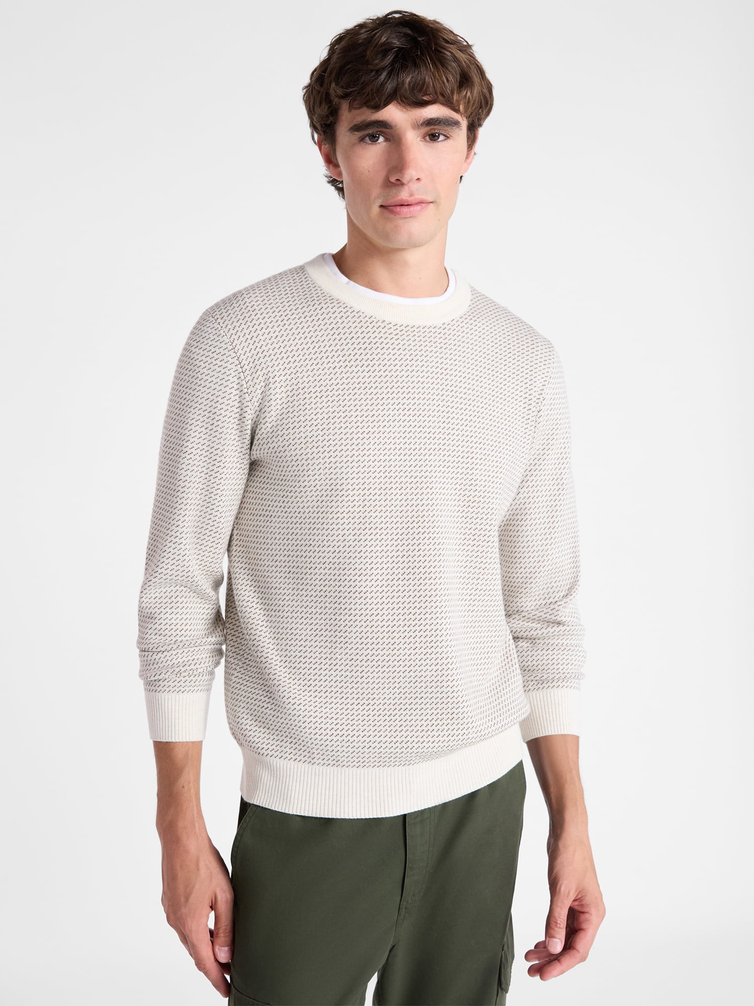 Free Assembly Men's Cozy Yarn Nordic Stitch Sweater with Long Sleeves ...