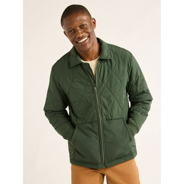 Free Assembly Men’s Quilted Bomber Jacket, Lightweight, Sizes S-3XL ...