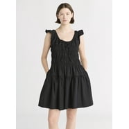 Free Assembly Women’s and Women's Plus Cotton Ruffle Mini Dress with ...