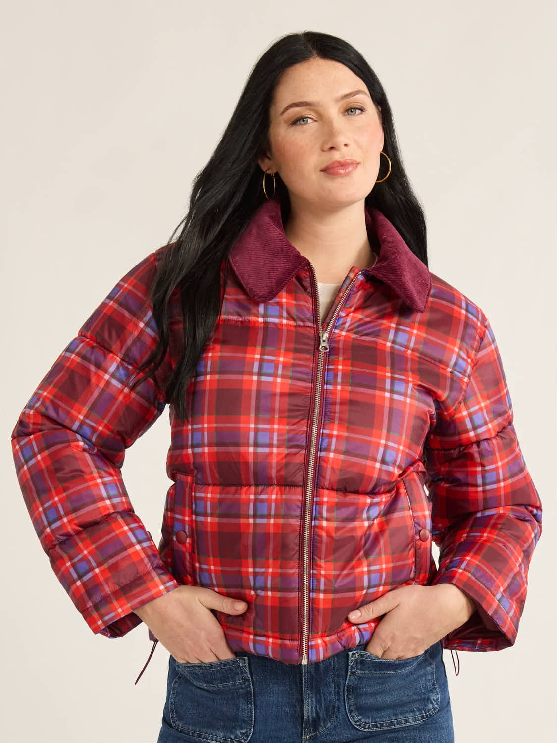 Free Assembly Women's and Women's Plus Short Puffer Jacket, Sizes XS-4X - Walmart.com