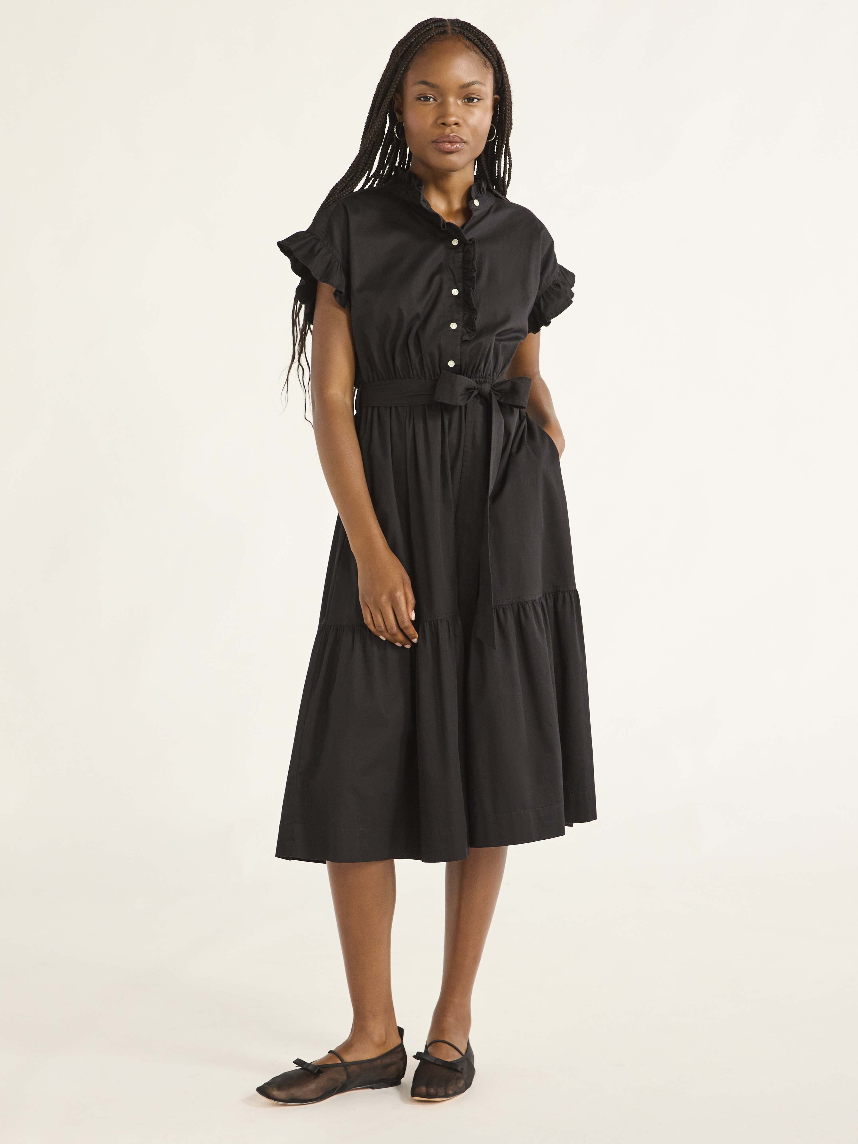 Free Assembly Women’s and Women's Plus Cotton Ruffle Midi Dress with ...