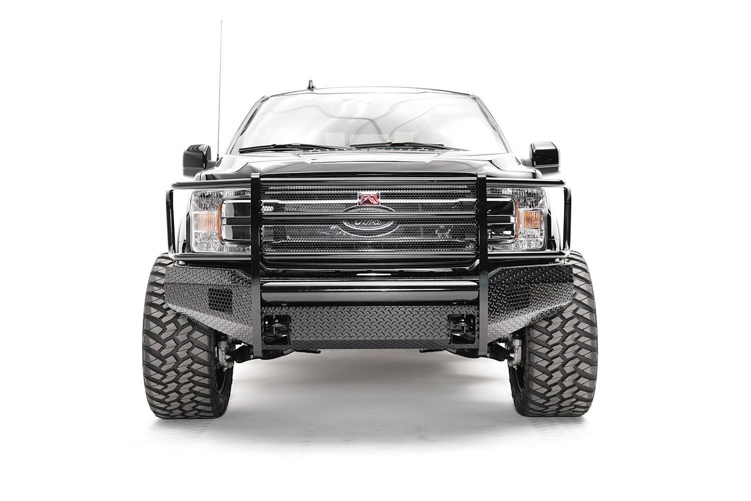FAB FOURS 18 F150 BLACK STEEL FULL GRILL GUARD W/ TOW HOOKS Fits select ...