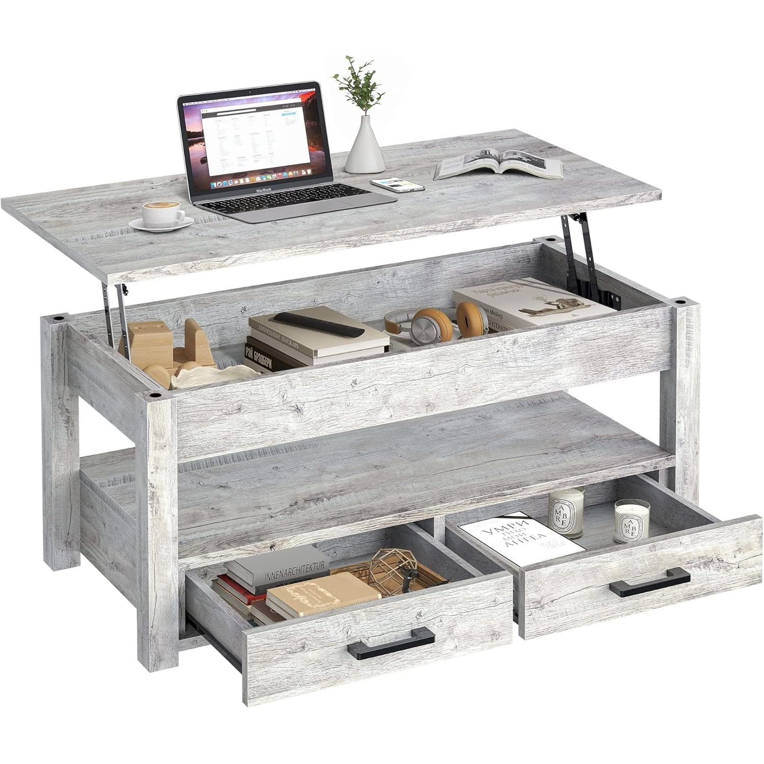 FABATO 41.7'' Lift Top Coffee Table with Hidden Compartment for Living ...