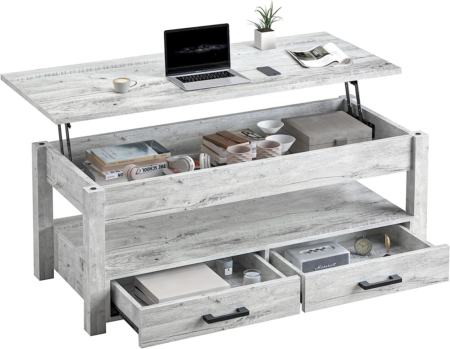 FABATO 47.2" Extra Large Lift Top Coffee Table, Large Coffee Table with ...