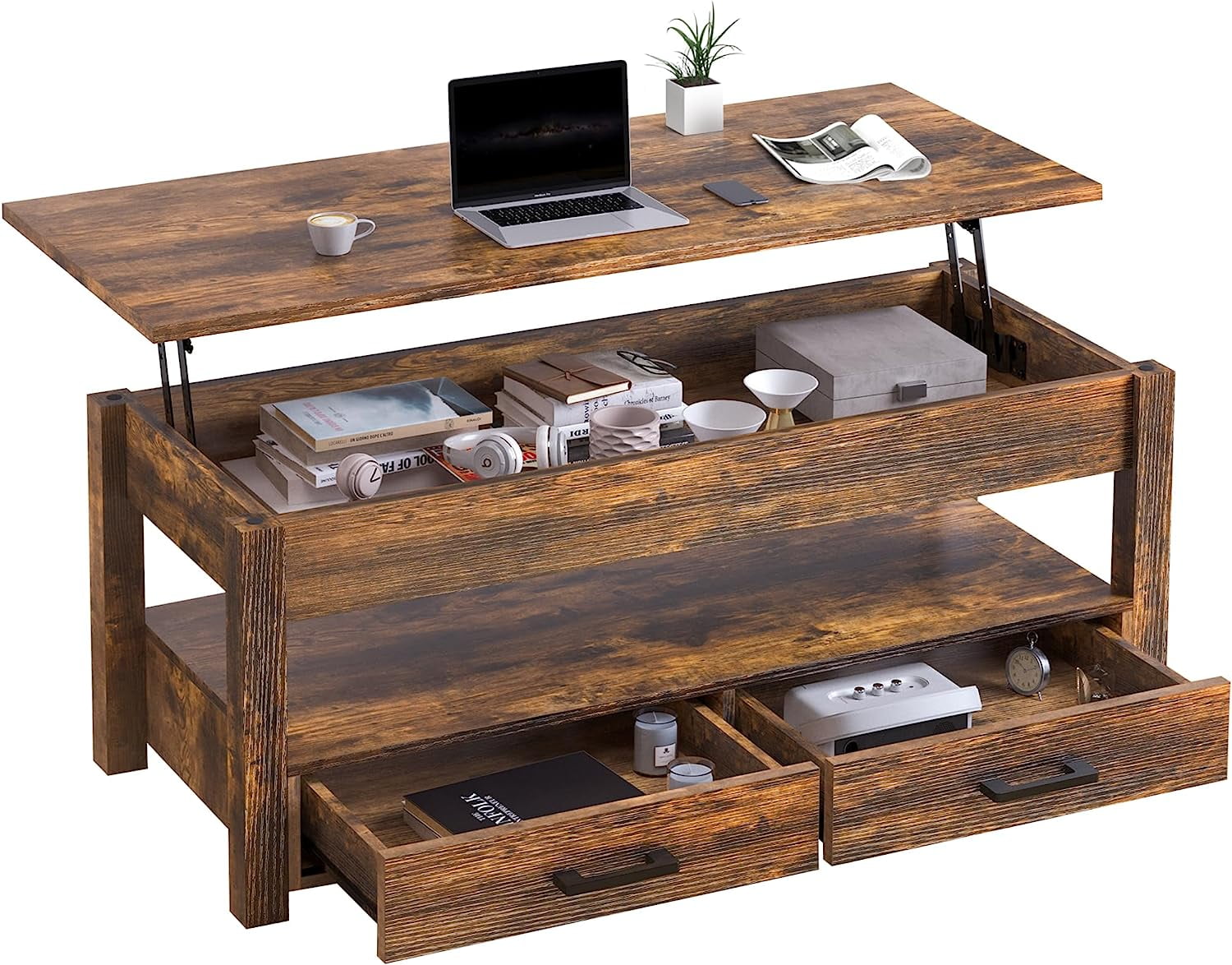 FABATO 47.2" Large Lift Top Coffee Table, Extra Large Coffee Table with ...