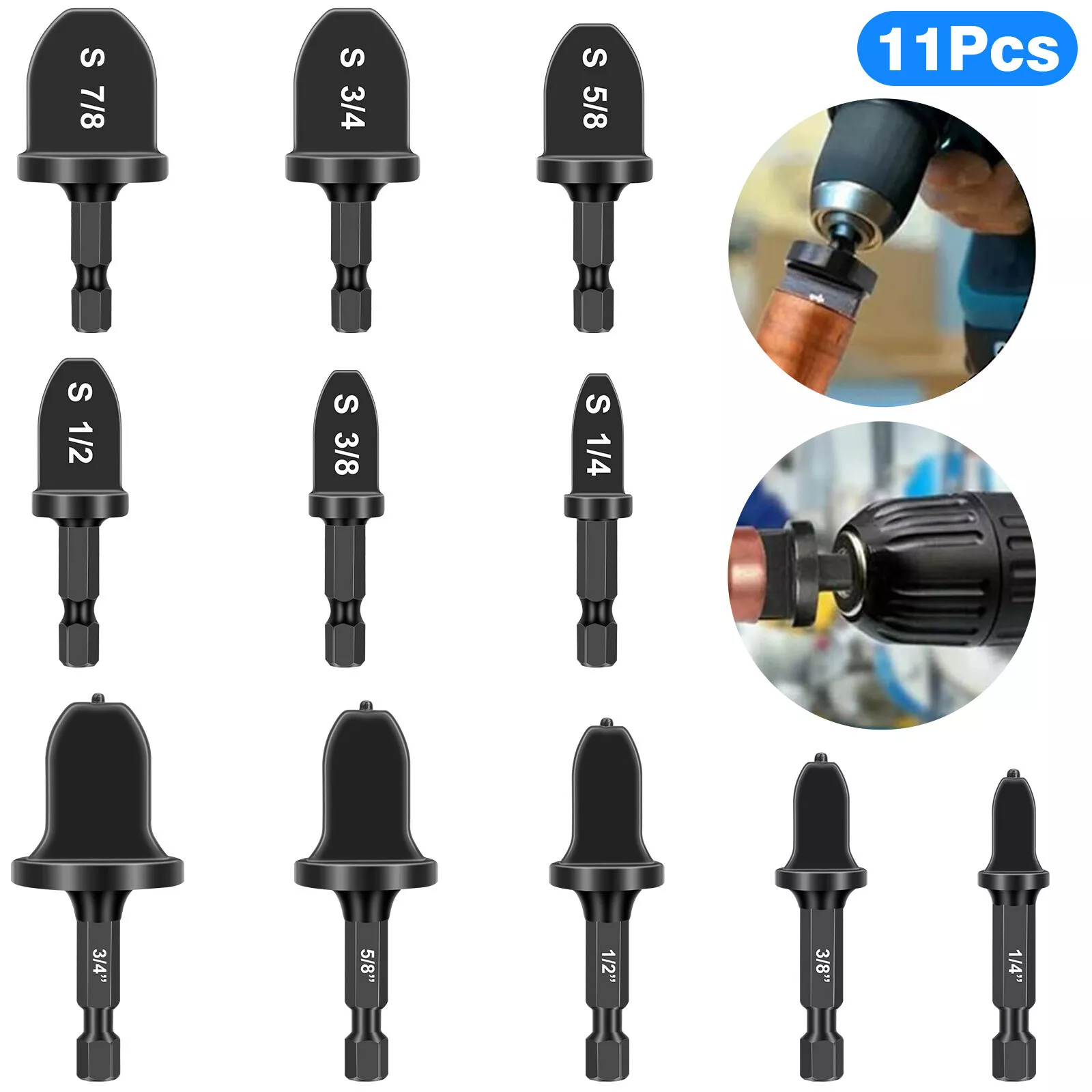FABLE- 11X Swaging Drill Bit Tool Set Hvac Repair Kit Copper Pipe ...