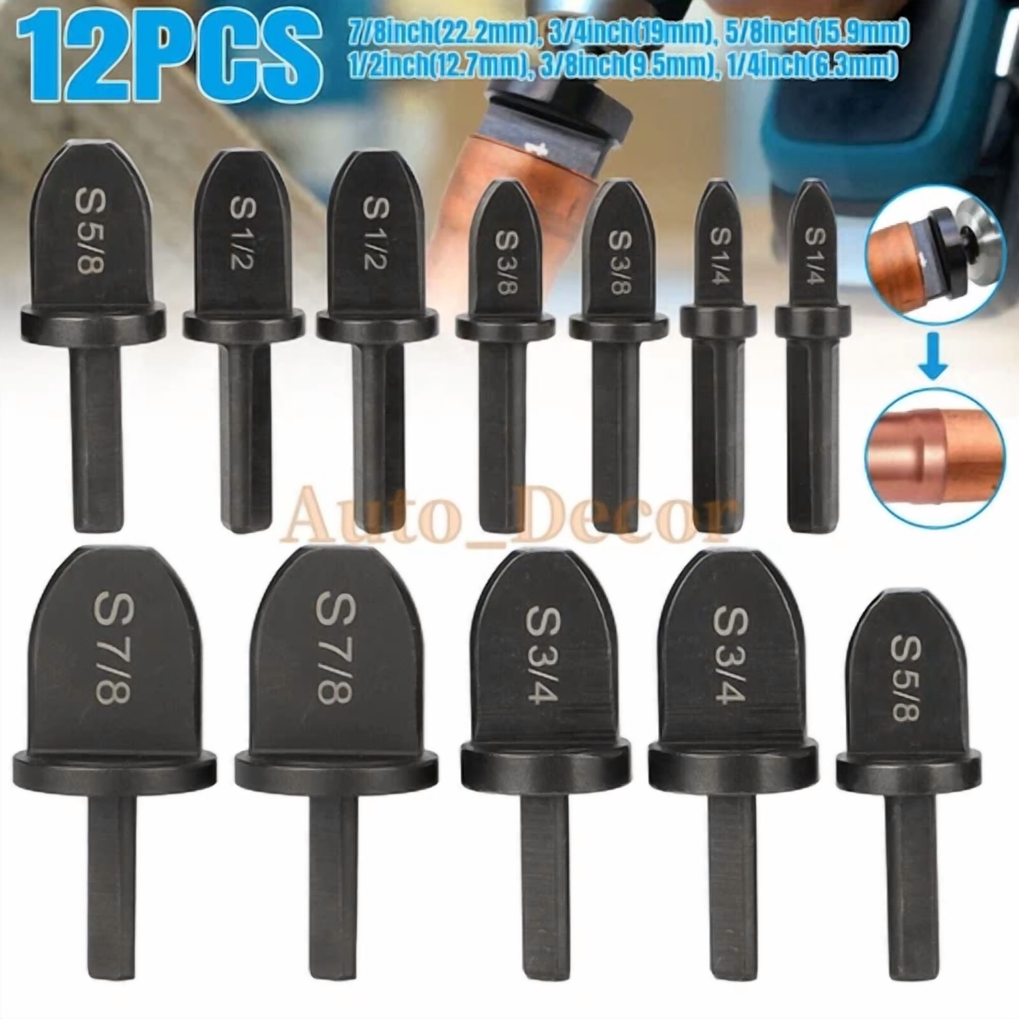 FABLE- 12X Swaging Tool Drill Bit Set Air Conditioner Copper Pipe ...