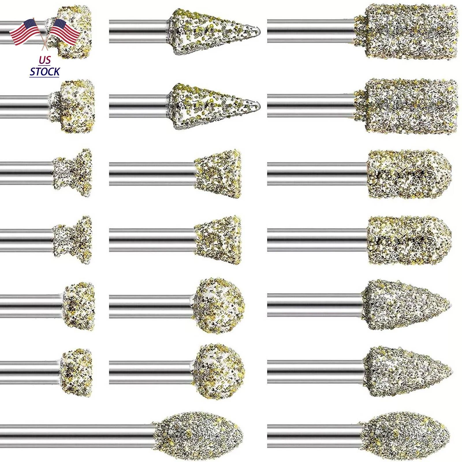 FABLE- 20Pcs 3Mm Rougher Surface Rotary Diamond Burr Drill Bits ...