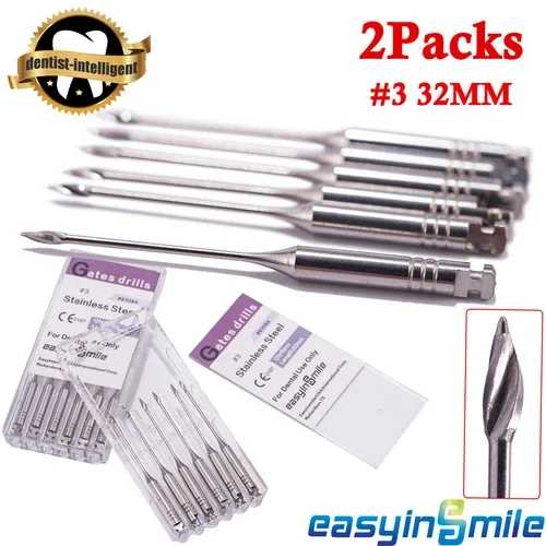FABLE- 2Packs Dental Endo Burs #3 Stainless Gates Glidden Drills 32Mm ...