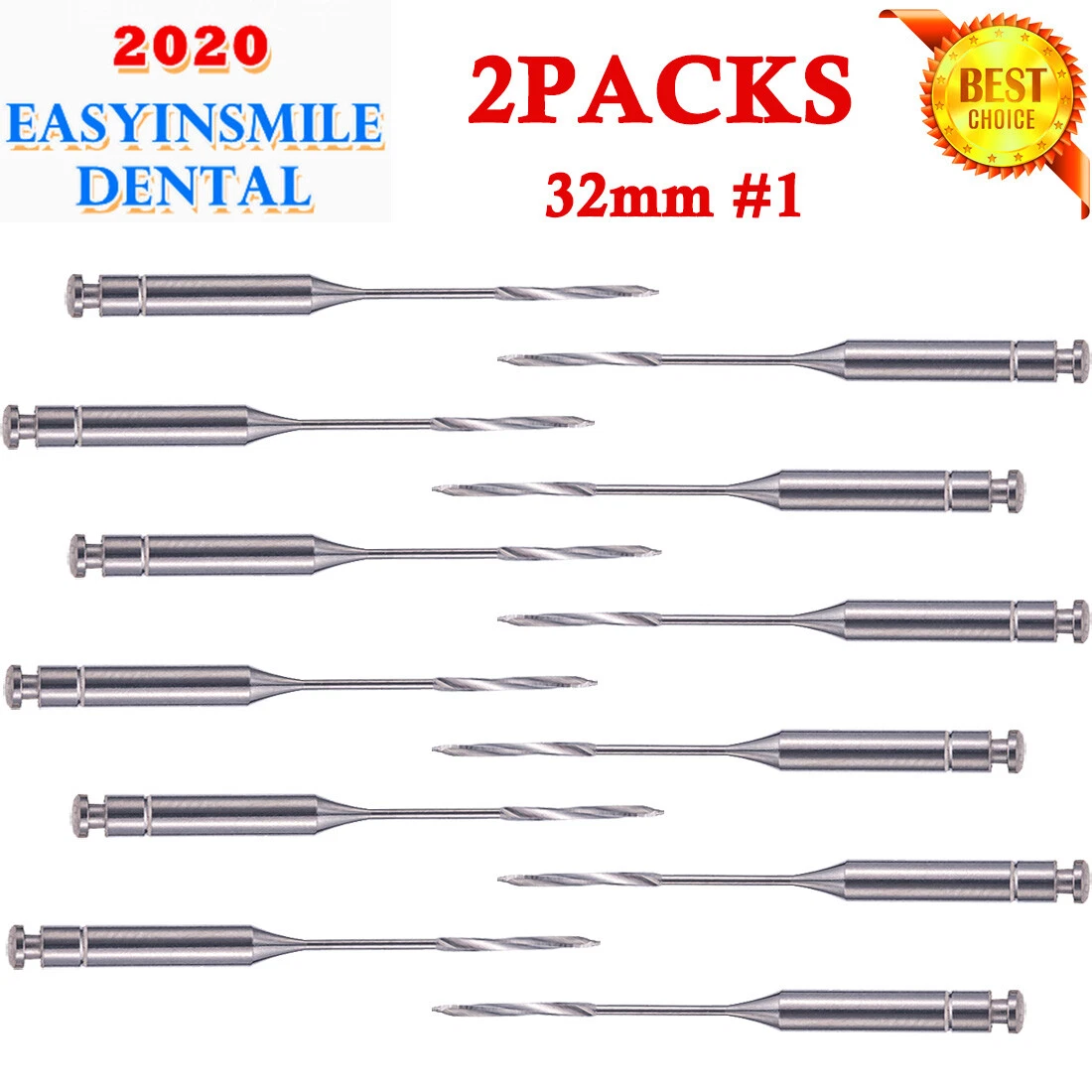 FABLE- 2Packs Dental Endodontic Stainless Peeso Reamers Burs #1 Root ...