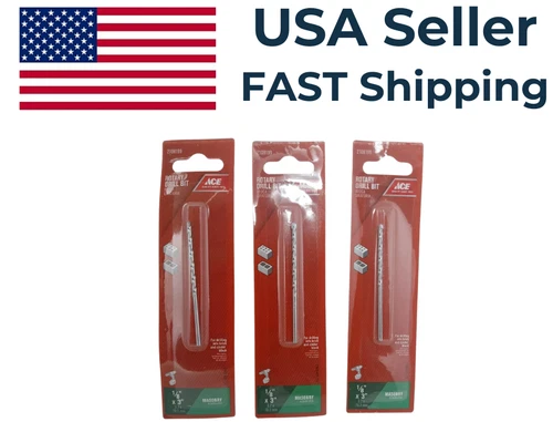 FABLE- 3 Pack - Ace 1/8" X 3" Fast Spiral Rotary Masonry Rotary Drill ...