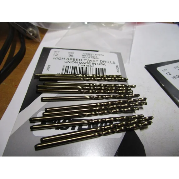 FABLE- #35 Cobalt 135Â° Split Point Gold Finish Jobber Drill Qty 12 ...