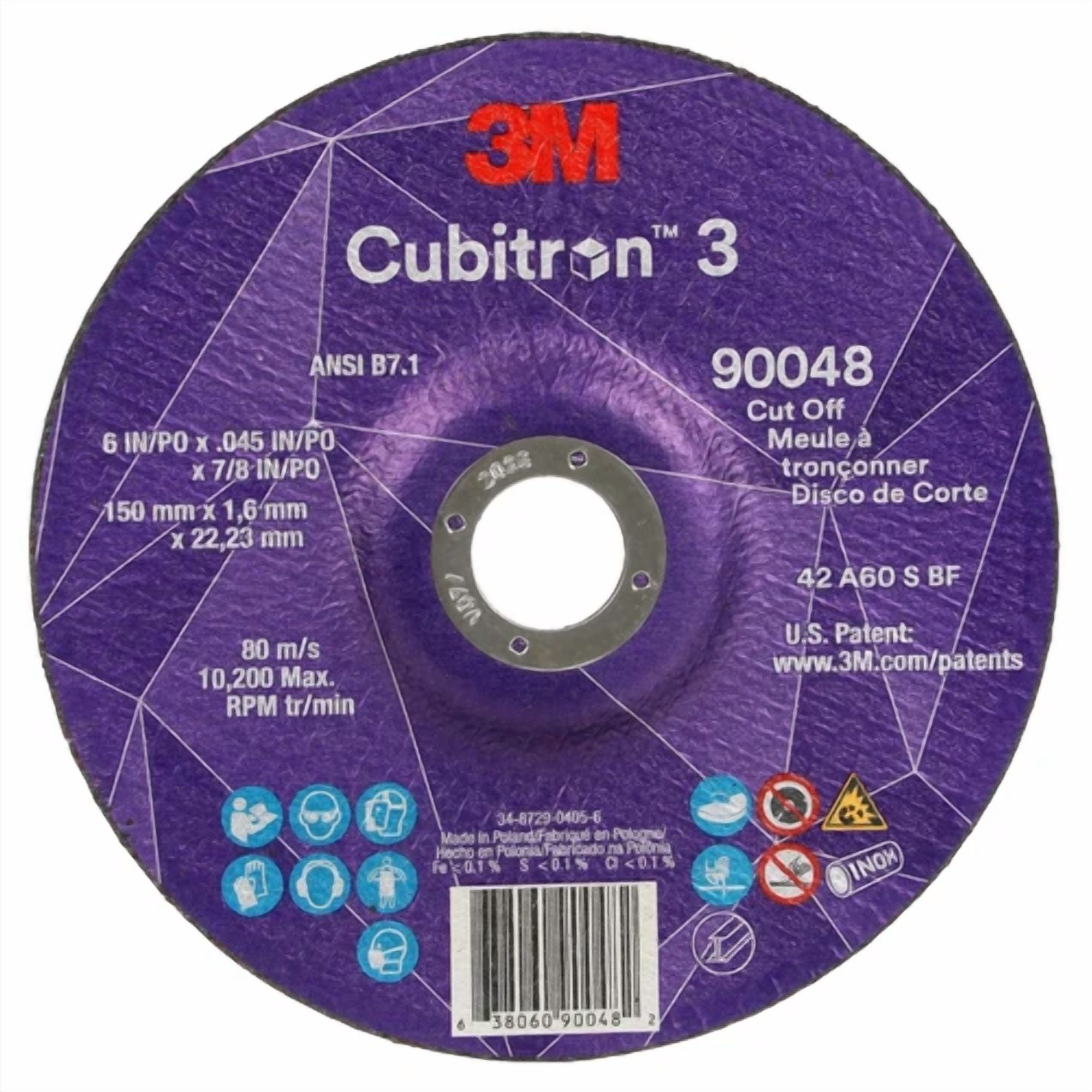 FABLE- 3M Cubitron 3 Cut-Off Wheel, 90048, 60+, T27, 6 In X 0.045 In X ...