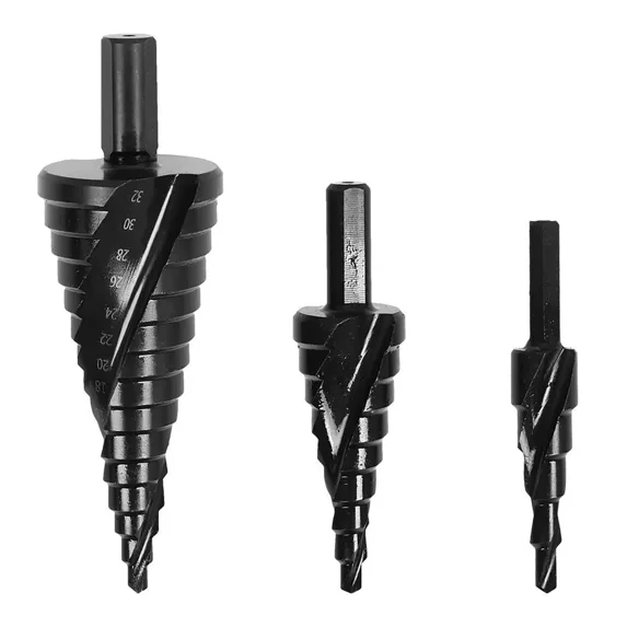 FABLE- 3Pcs Hss Step Drill Bit Set Large Cone Titanium Bit Set Metal ...