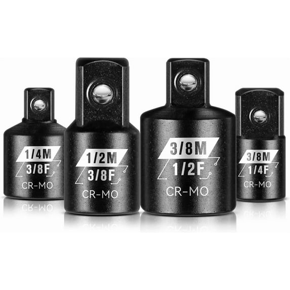 FABLE- 4 Piece Impact Socket Adapter Set, 1/4" 3/8" 1/2" Sae Drive ...