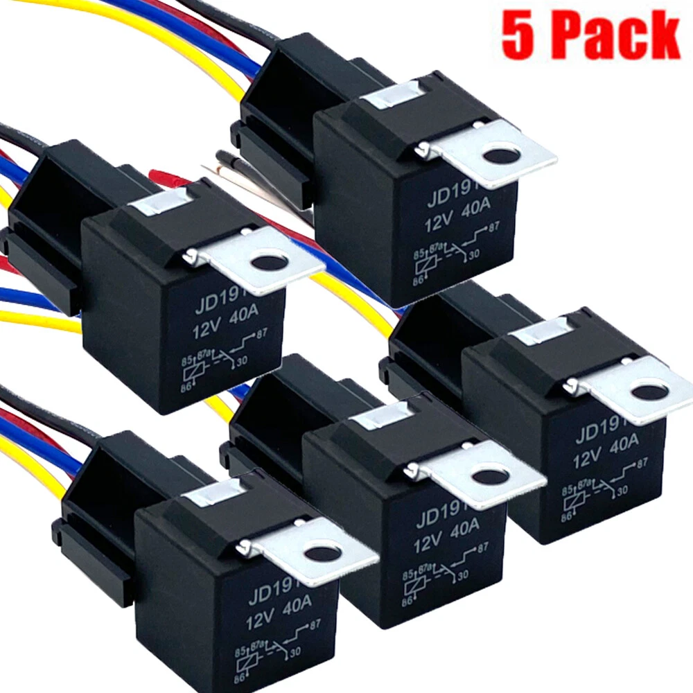 FABLE- 5Pack 5Pin Automotive Car Relay Switch Spdt Harness Socket ...