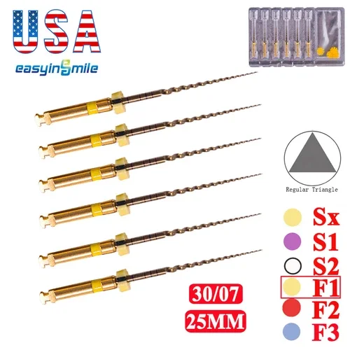 FABLE- 6Pc Endodontic Dental Endo Files X-Pro Gold Taper F1 Rotary Niti ...
