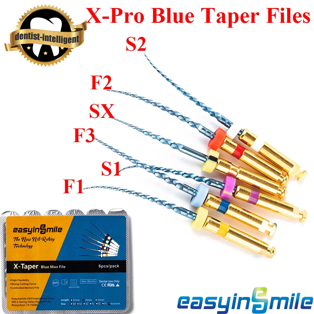 FABLE- 6Pcs Dental Endodontic X-Pro Endo Taper File Root Canal Niti ...
