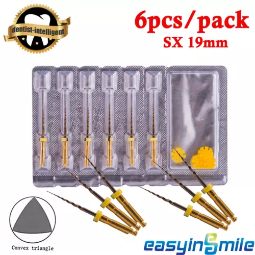 FABLE- 6Pcs Dental Lab Sx Endodontic Files 19Mm X-Pro Gold Taper Niti ...