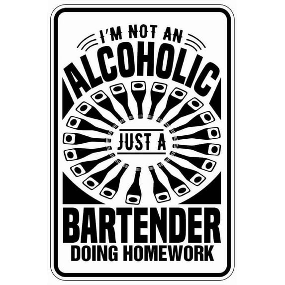 FABLE- Bartender Doing Homework Sign Metal Funny Man Cave House Decor ...
