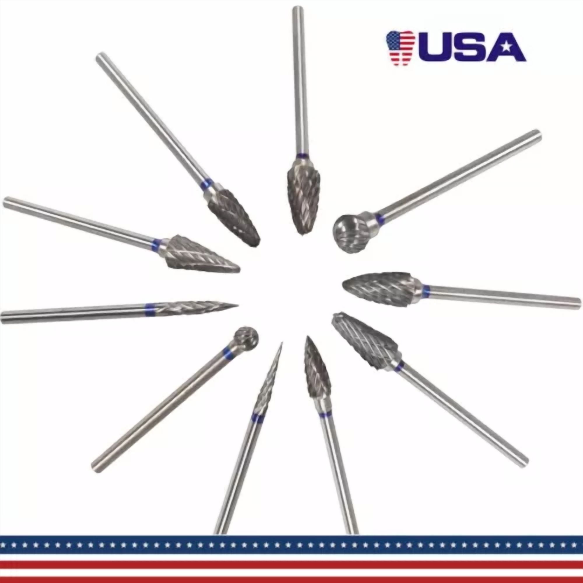 FABLE- Dental Lab 2.35Mm Shank Polishing Bur Drills Carbide Steel Burs ...