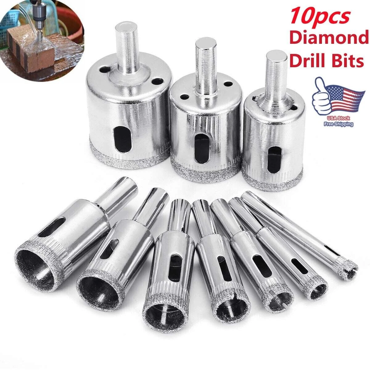 FABLE- Diamond Hole Drill Bits Cutting Hole Maker Hollow Saw For Glass ...