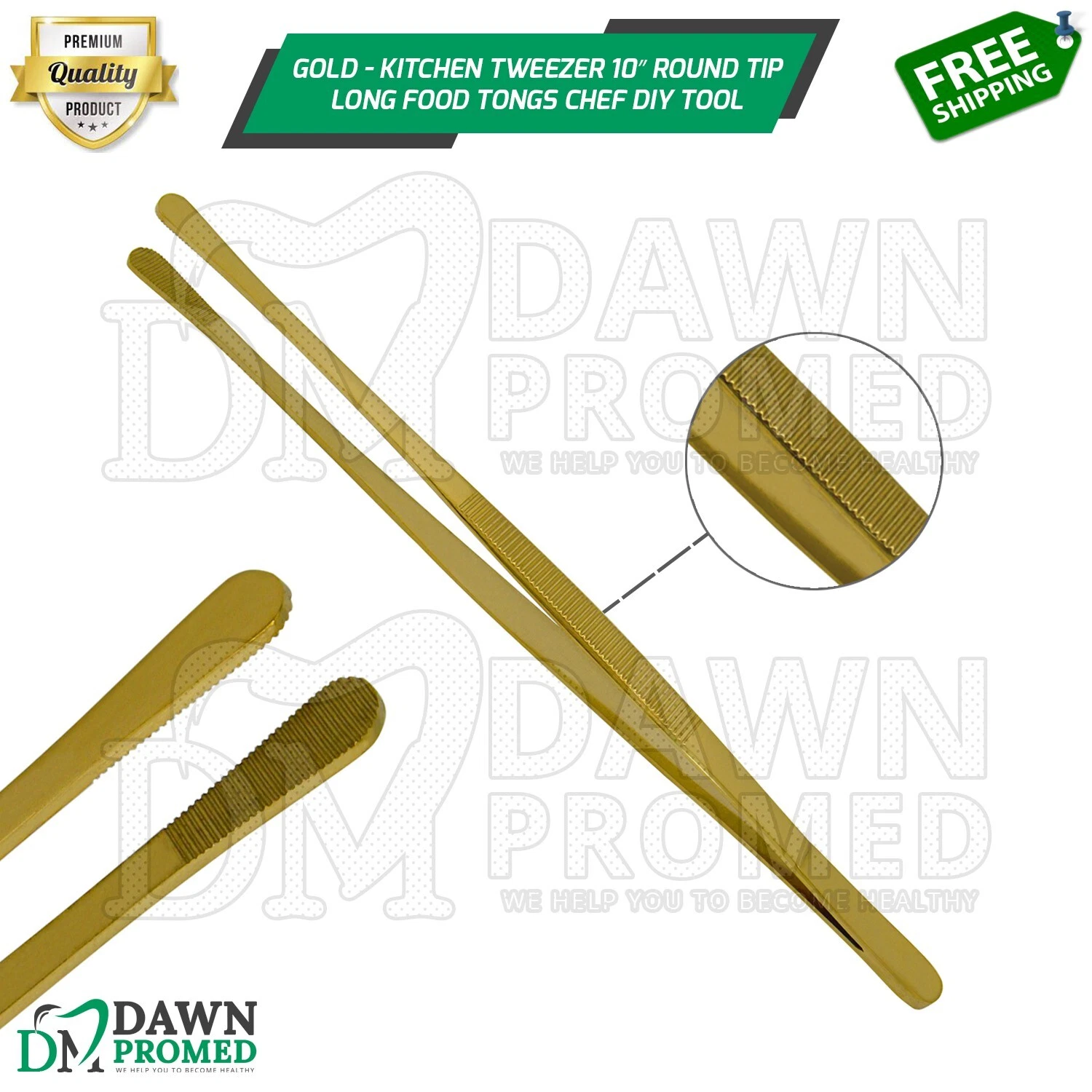 FABLE- Gold Kitchen Tweezer 10? Rounded Bbq Grill Plating Long Food ...