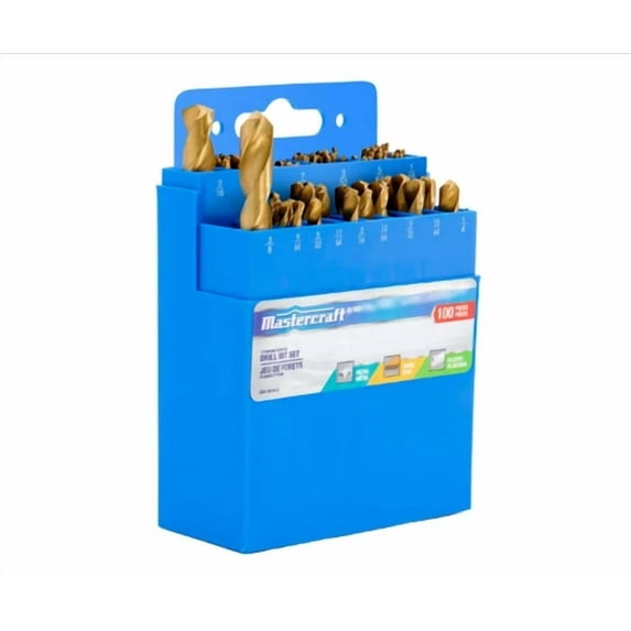 FABLE- Mastercraft Titanium Twist Drill Bit Set | 100-Piece Coated High ...
