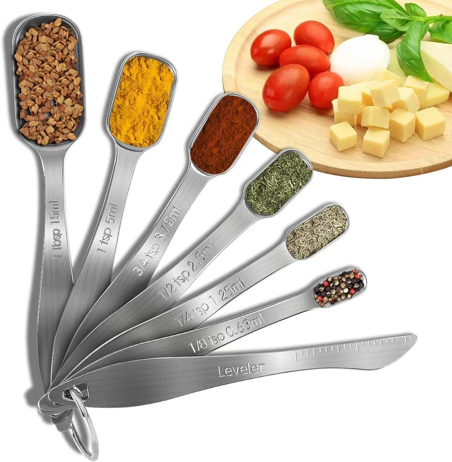 FABLE- Premium Stainless Steel Measuring Spoons Set - 7-Piece Kitchen ...