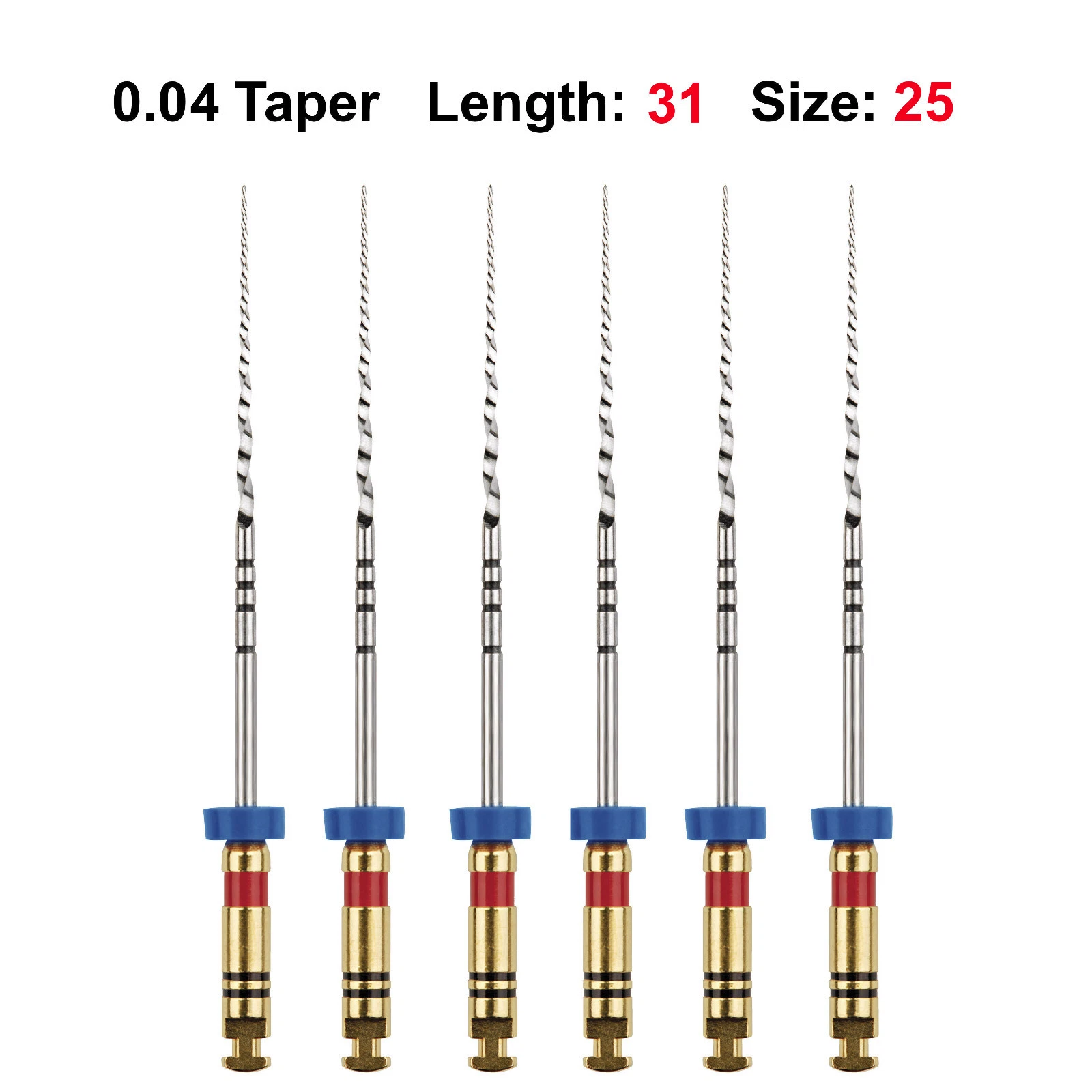FABLE- Rotary Files Root Canal File .04 31Mm #25 "Red" 6/Pk Nickel ...