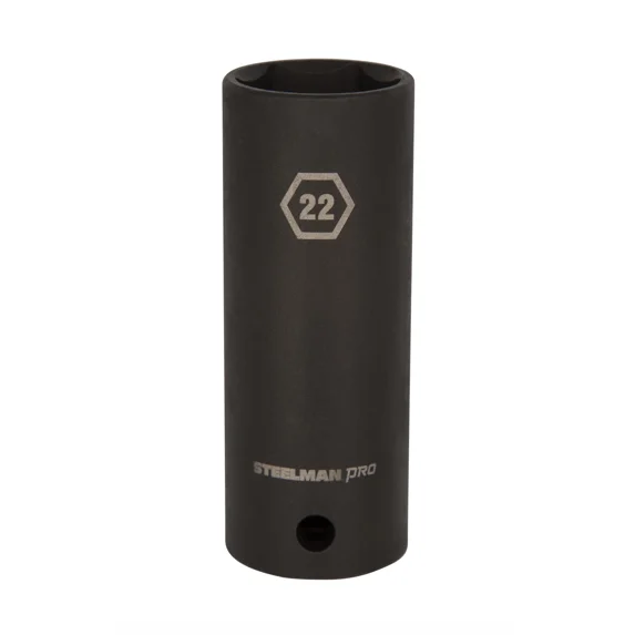 FABLE- Steelman Pro 1/2 In. Drive X 22Mm Deep Thin Wall 6-Point Impact Socket, 79407 - Walmart.com