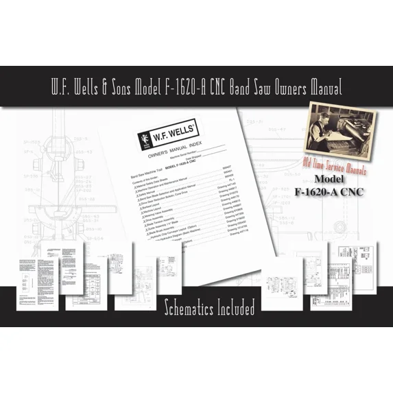 FABLE- W.F. Wells & Sons Model F-1620-A Cnc Band Saw Manual Part List ...