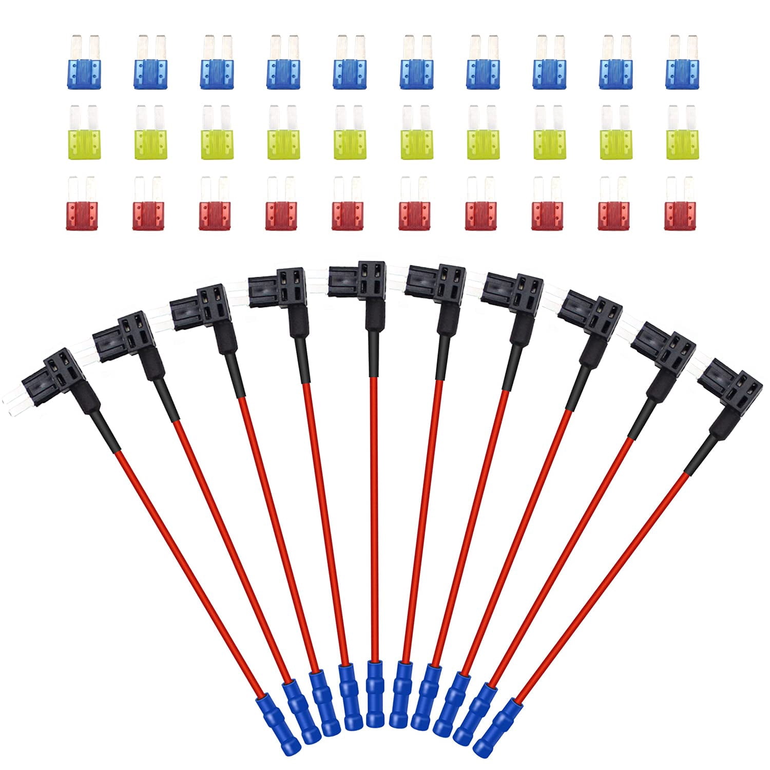 FABOOD F 10 Pack 12V Car Add-A-Circuit Fuse Tap Adapter Piggy Back ...