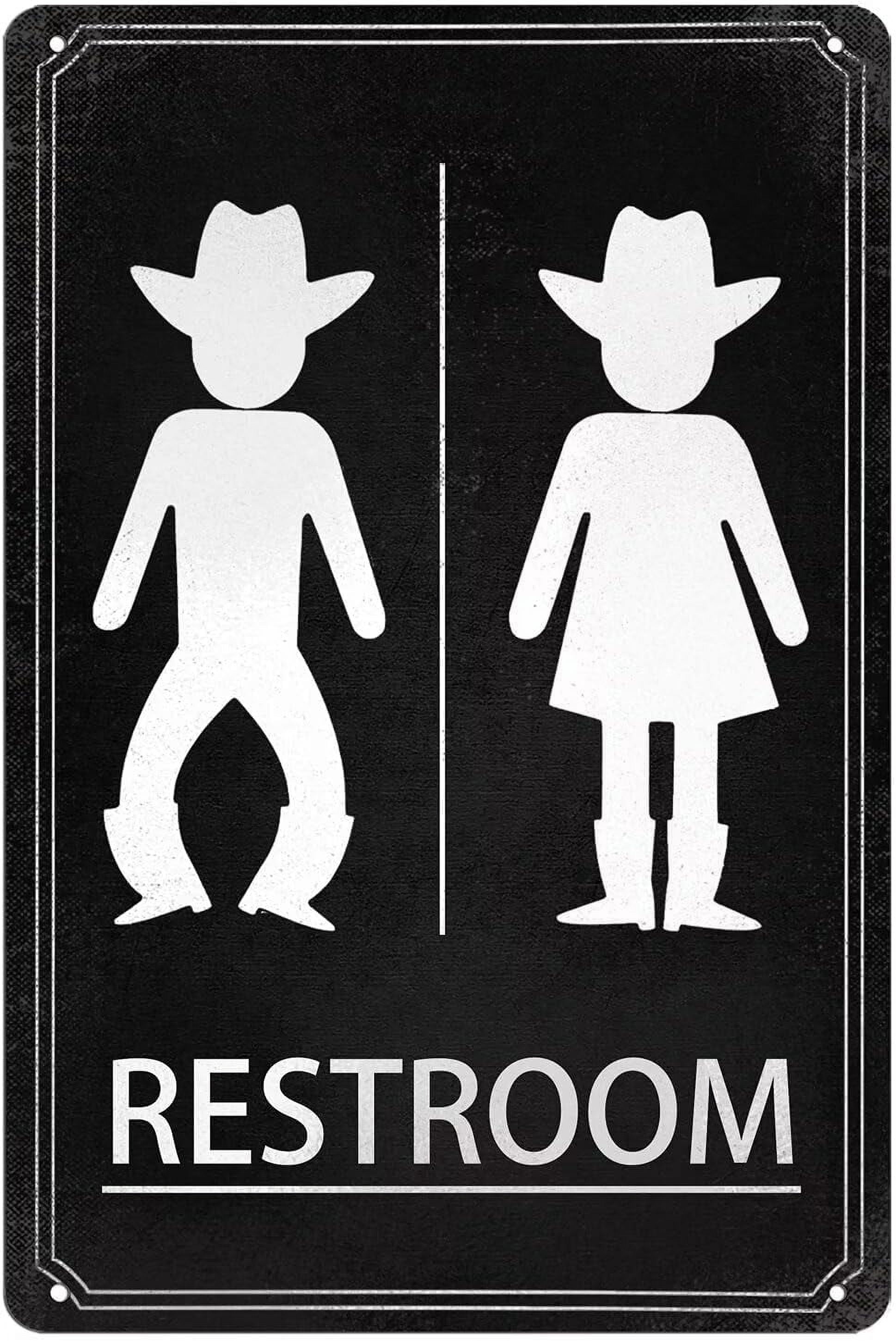 FABSURE Funny Cowboy Cowgirl Bathroom Metal Tin Signs, Rustic Western ...